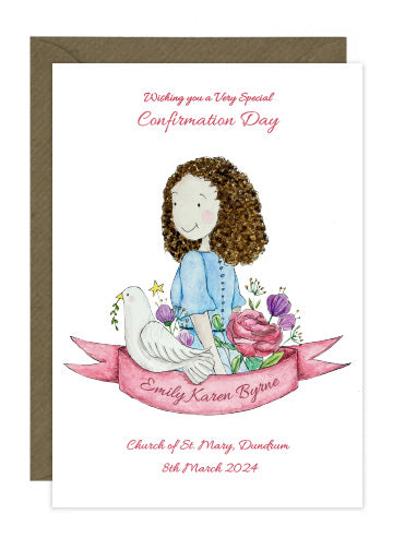 Confirmation Girl with Dove - Personalised – Duck Blue