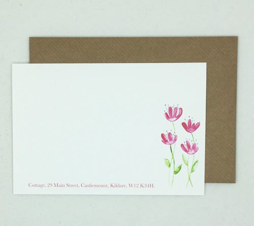 20 Pink Flower Notelets - Personalised – Duck Blue